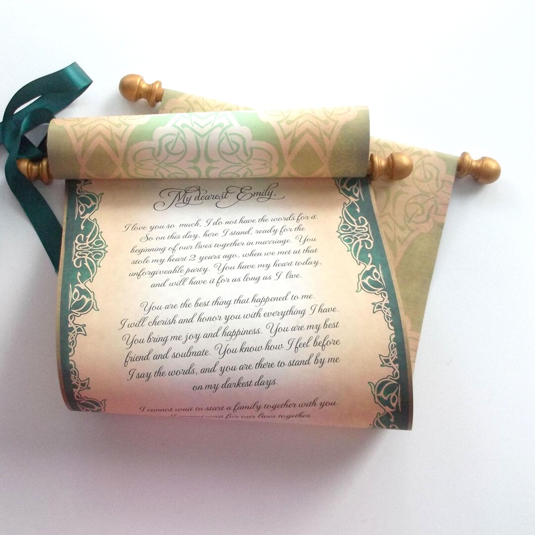Personalized Green and Gold Scroll - 8x20" Aged Paper - Etsy