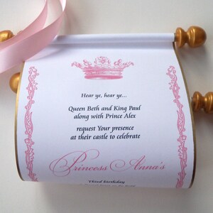 Fairytale Princess Scroll Invitation Pink and Gold Set of 10 - Etsy
