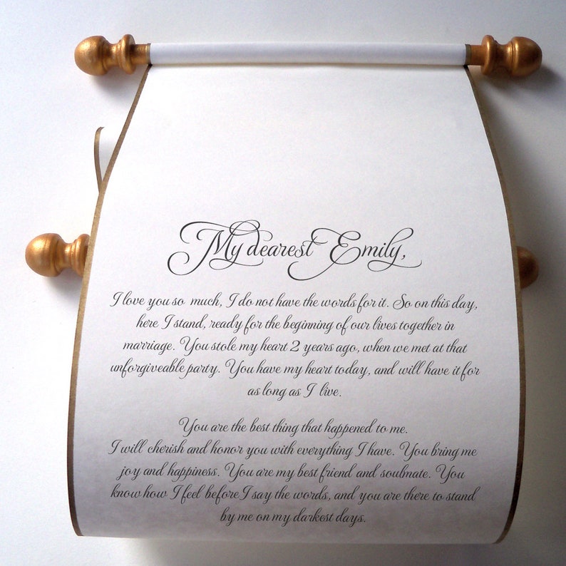 Personalized Scroll for Wedding Vows on Cream Parchment Paper - Etsy