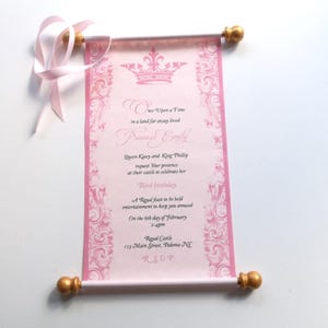 RUSH Princess Birthday Invitation Scrolls in Gold and Pink, Set of 10 ...