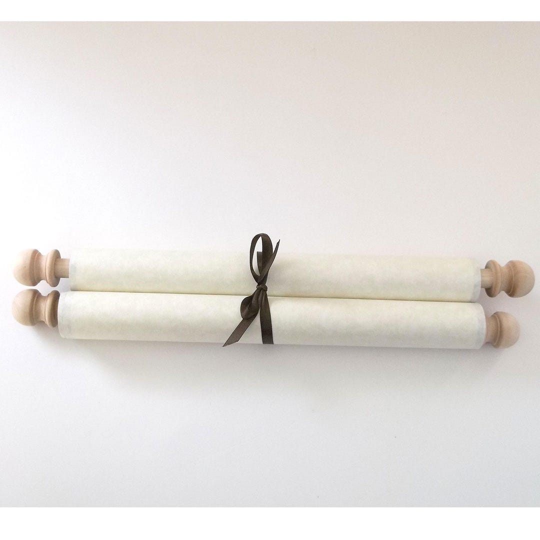 Handmade Blank Scroll With Brown Printed Border, Unpainted Finials, 7 ...