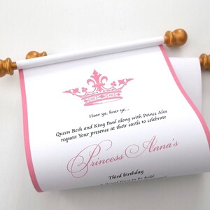 Princess Birthday Invitation Scroll With Royal Crown and Castle, in ...