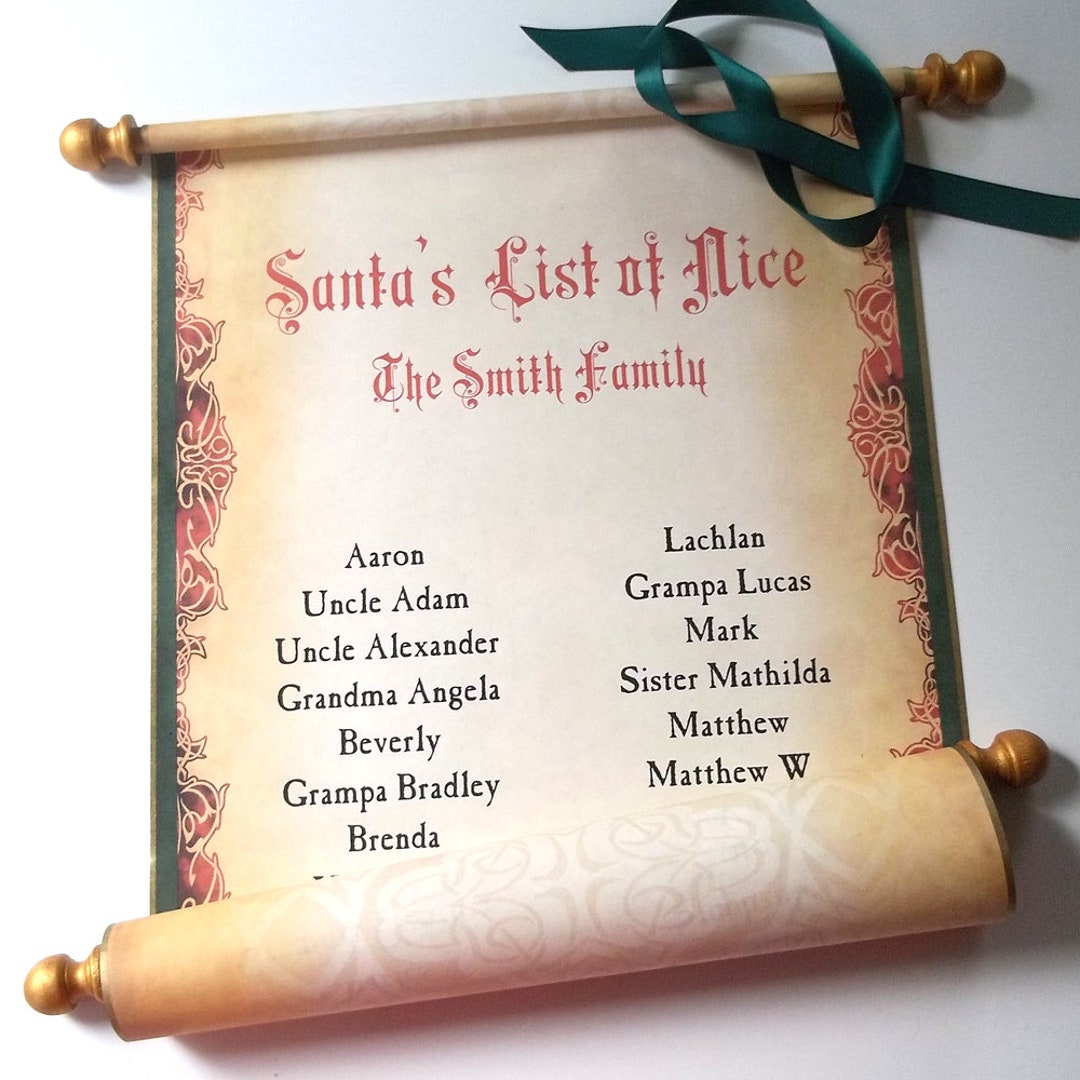 Santa List of Nice Customized Scroll, 11x20 Inches Parchment Paper - Etsy
