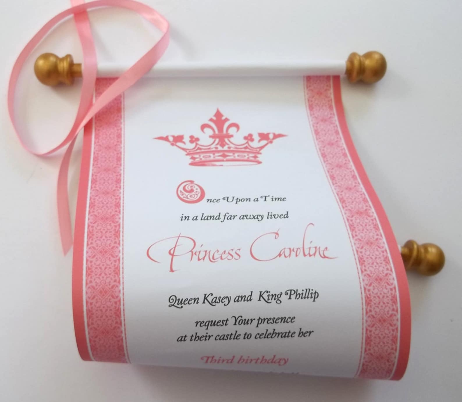 Royal Princess Invitation Scrolls in Pink and Gold Set of 10 - Etsy