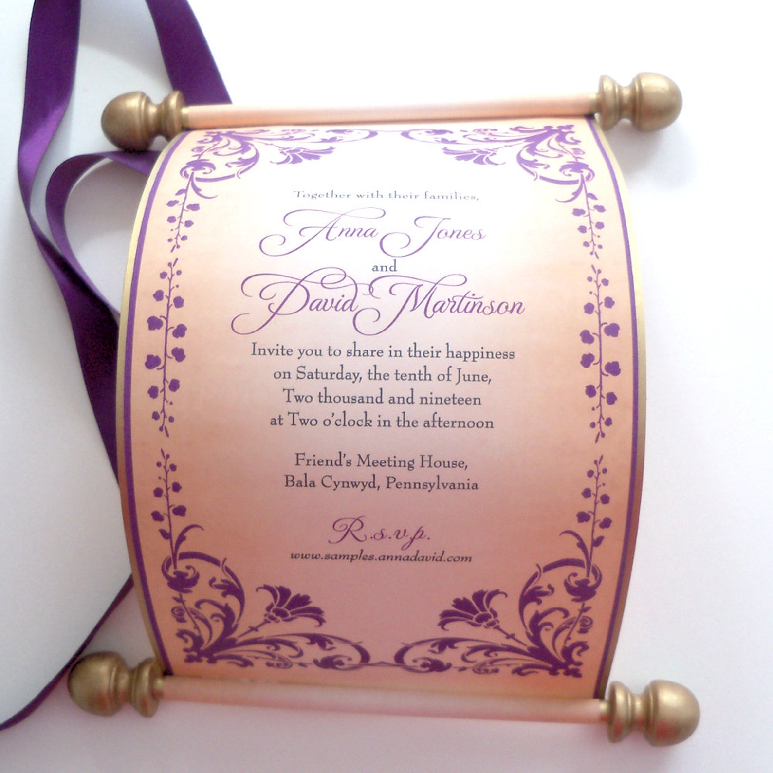 Elegant Scroll Wedding Invitation in a Box Damask Flower - Etsy