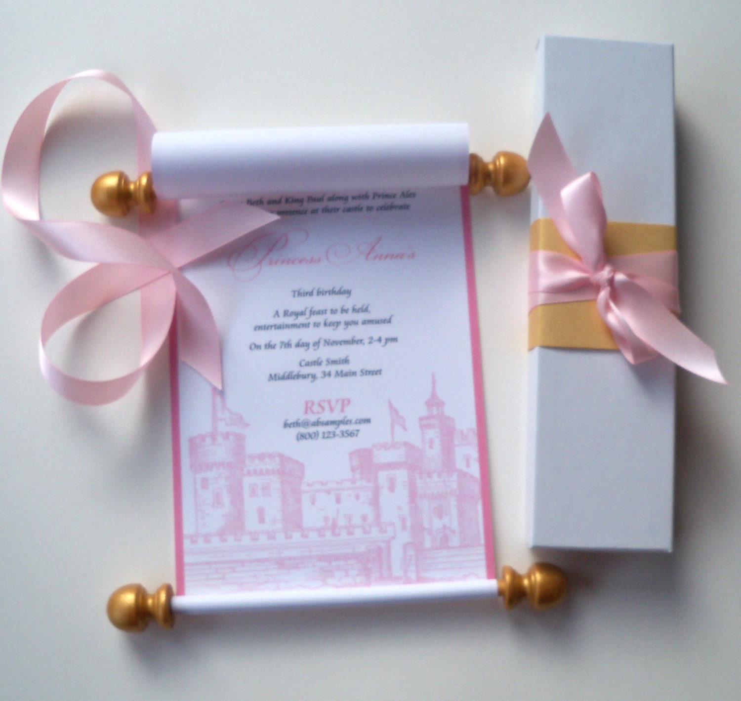 Princess birthday invitation scroll with royal crown and | Etsy