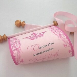 Princess Birthday Invitation Scroll With Brooch, Gold and Pink, Set of ...