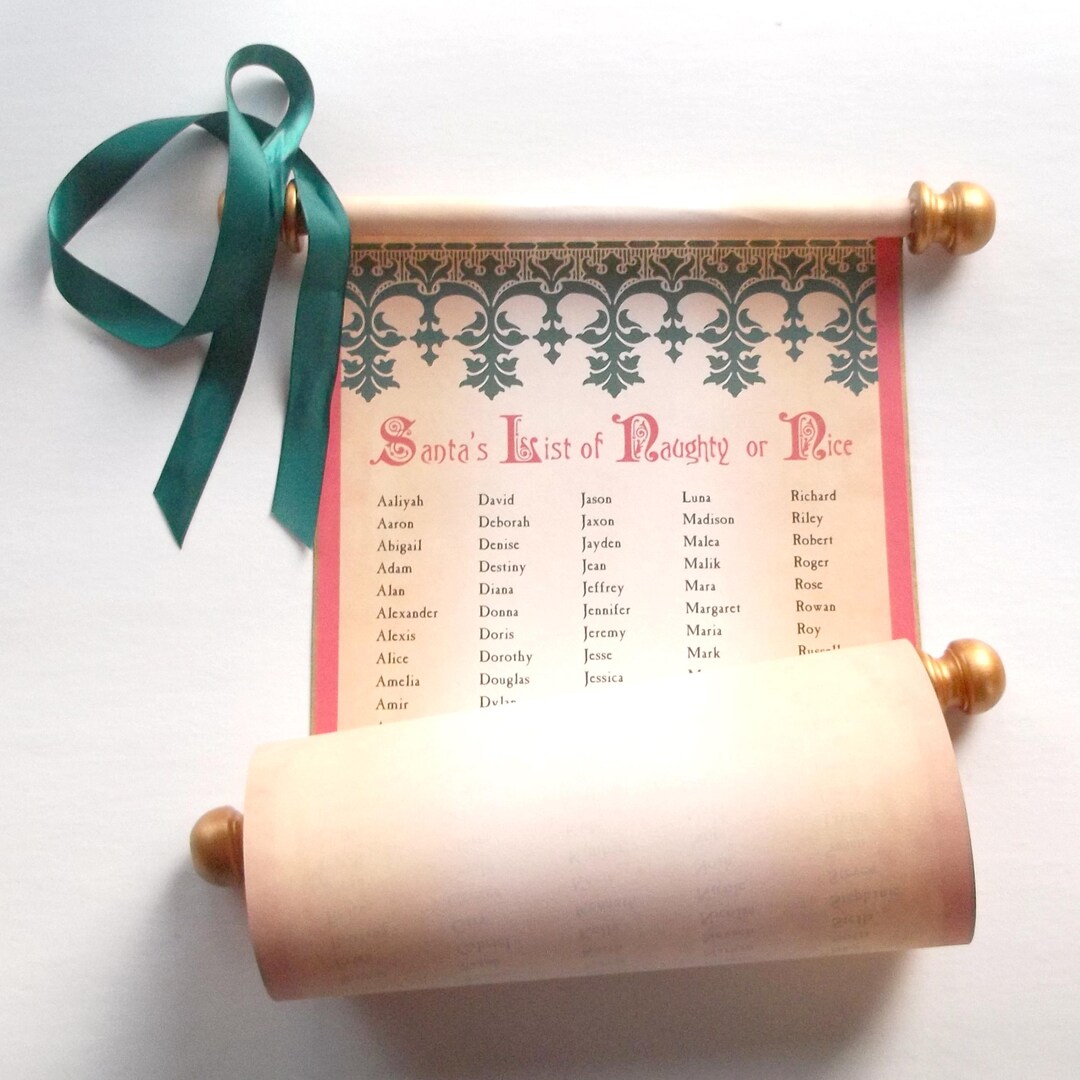 Santa's List of Naughty or Nice Scroll, 250 Names, 8x20 Inches Paper ...