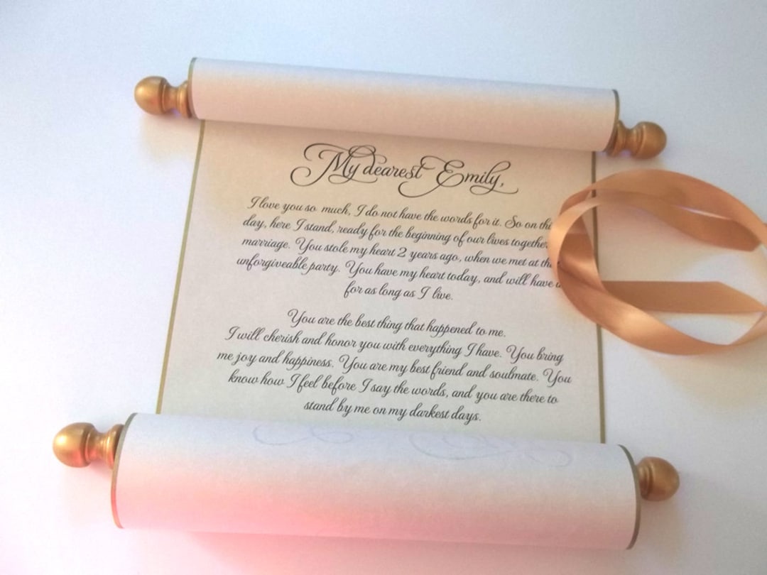 Custom Printed Scroll for Wedding Vows, Anniversary Letter or Secret ...