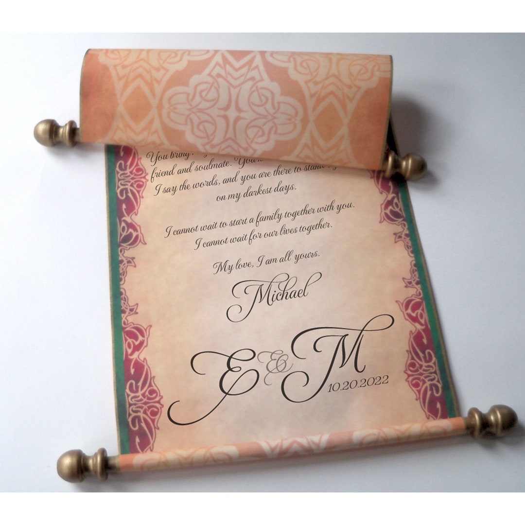 Customizable Parchment Scroll: Aged Gold & Red Design, Personalized ...