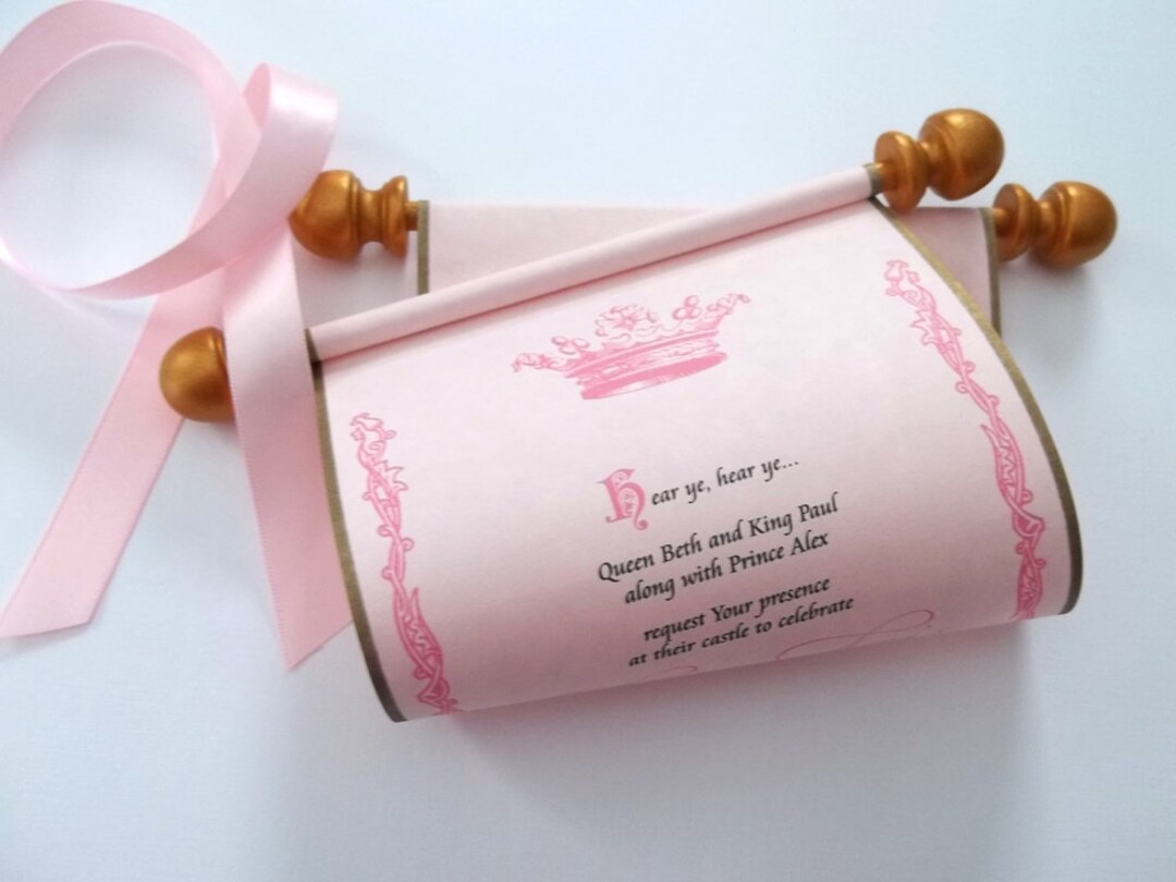 Princess Birthday Invitation Scrolls With Boxes With Royal Crown in ...
