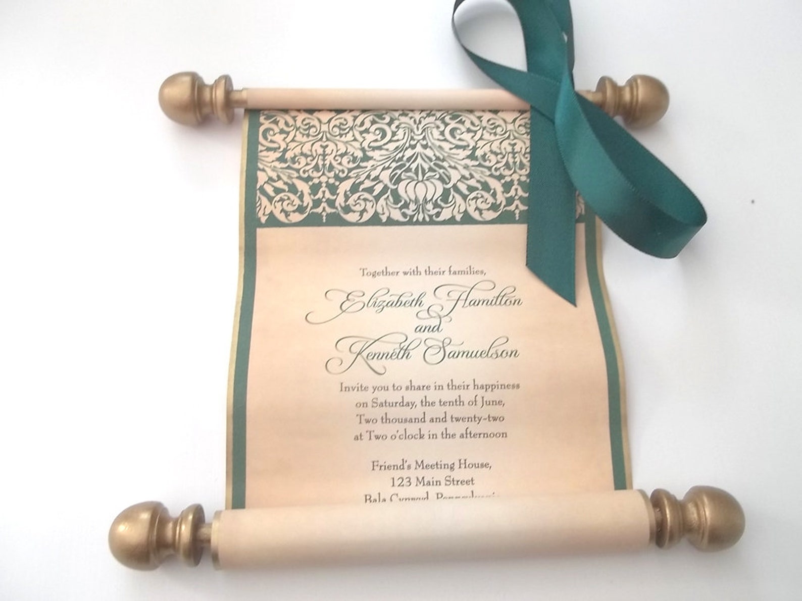 Medieval Castle Wedding Invitation Scroll in Emerald Green and - Etsy