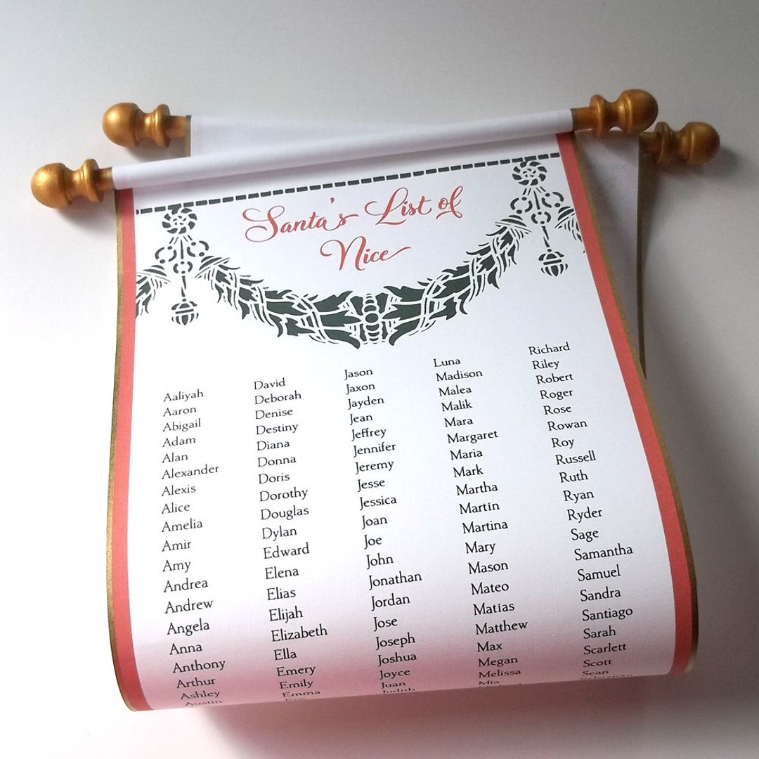 Santa's List of Nice Scroll, Non-custom List of 250 Names, 8x19 Inches ...