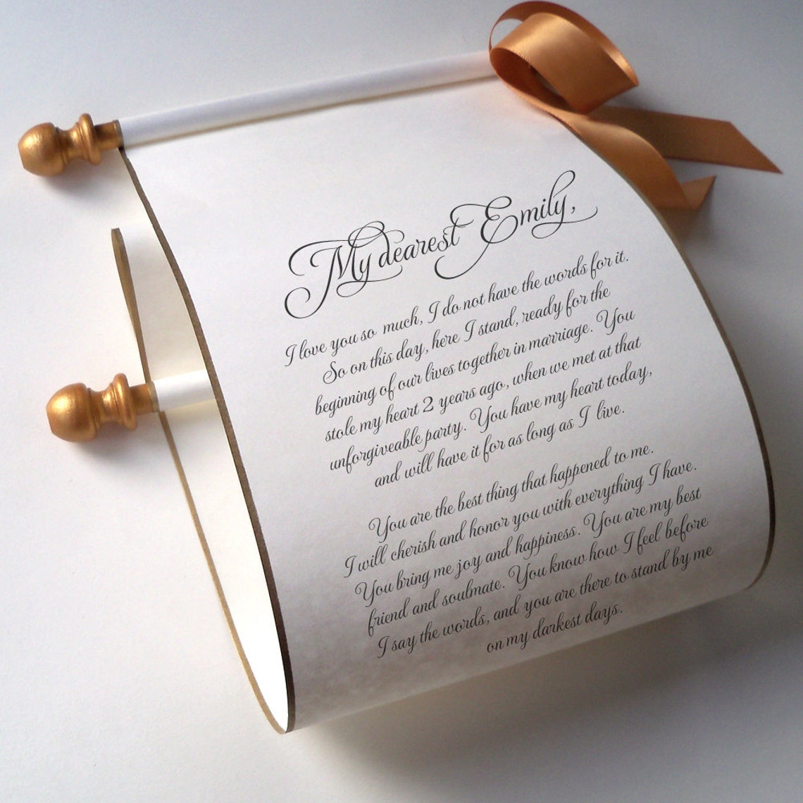 Personalized Scroll for Wedding Vows on Cream Parchment Paper - Etsy
