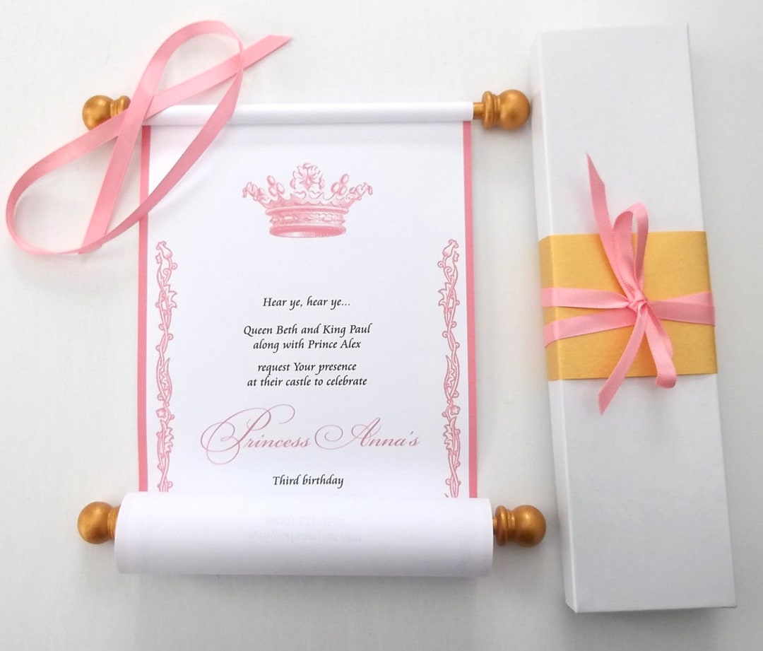 Royal Princess Scroll Invitations Pink and Gold Fairy Tale - Etsy