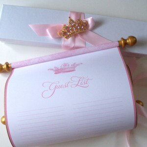 Bridal shower guest list scroll with princess crown | Etsy