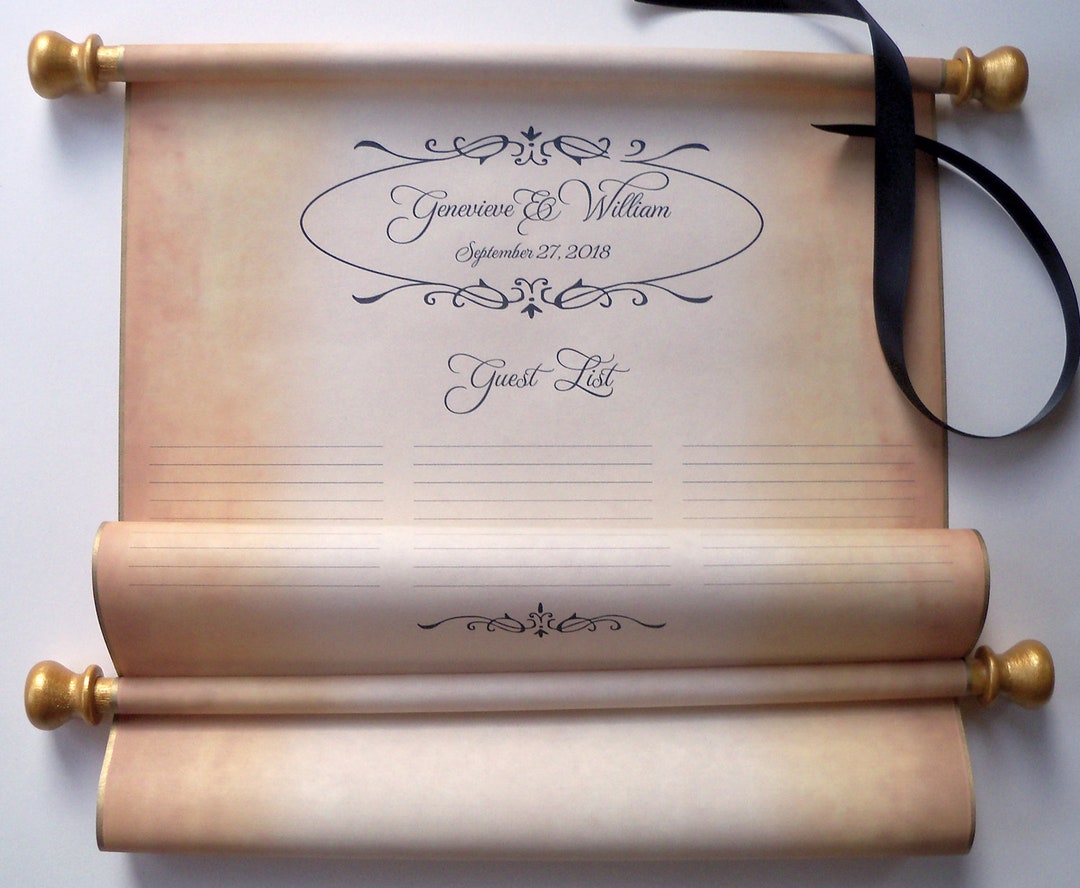 Wedding Guest List Scroll With Monogram, up to 150 Guests - Etsy