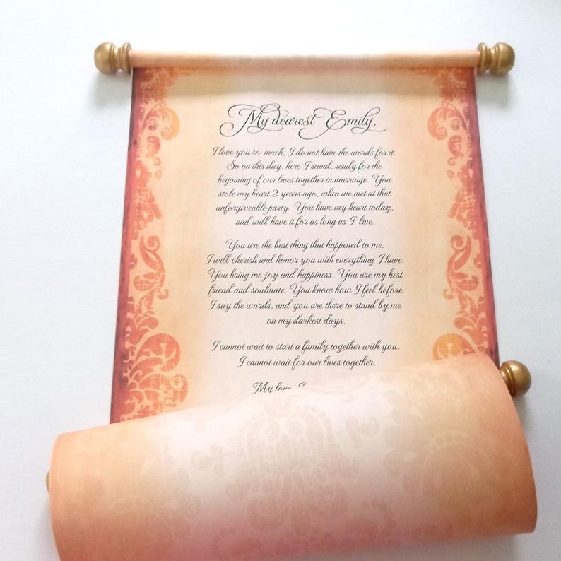 Customizable Scroll With Antique Damask Design, 11x32" Aged Parchment ...