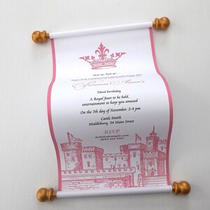 Princess Birthday Invitation Scroll With Royal Crown and Castle, in ...