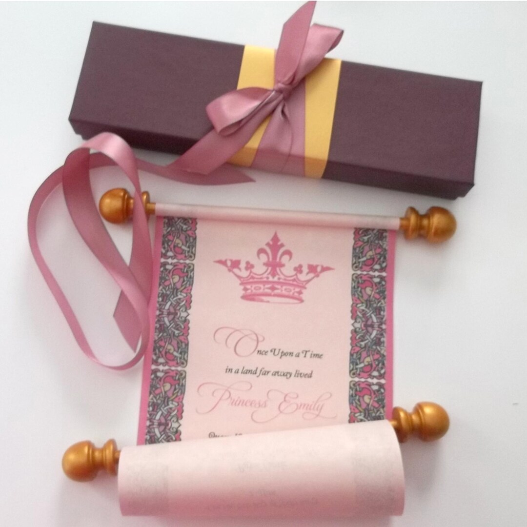Princess Birthday Invitation Scroll With Royal Crown in Pink and Gold ...