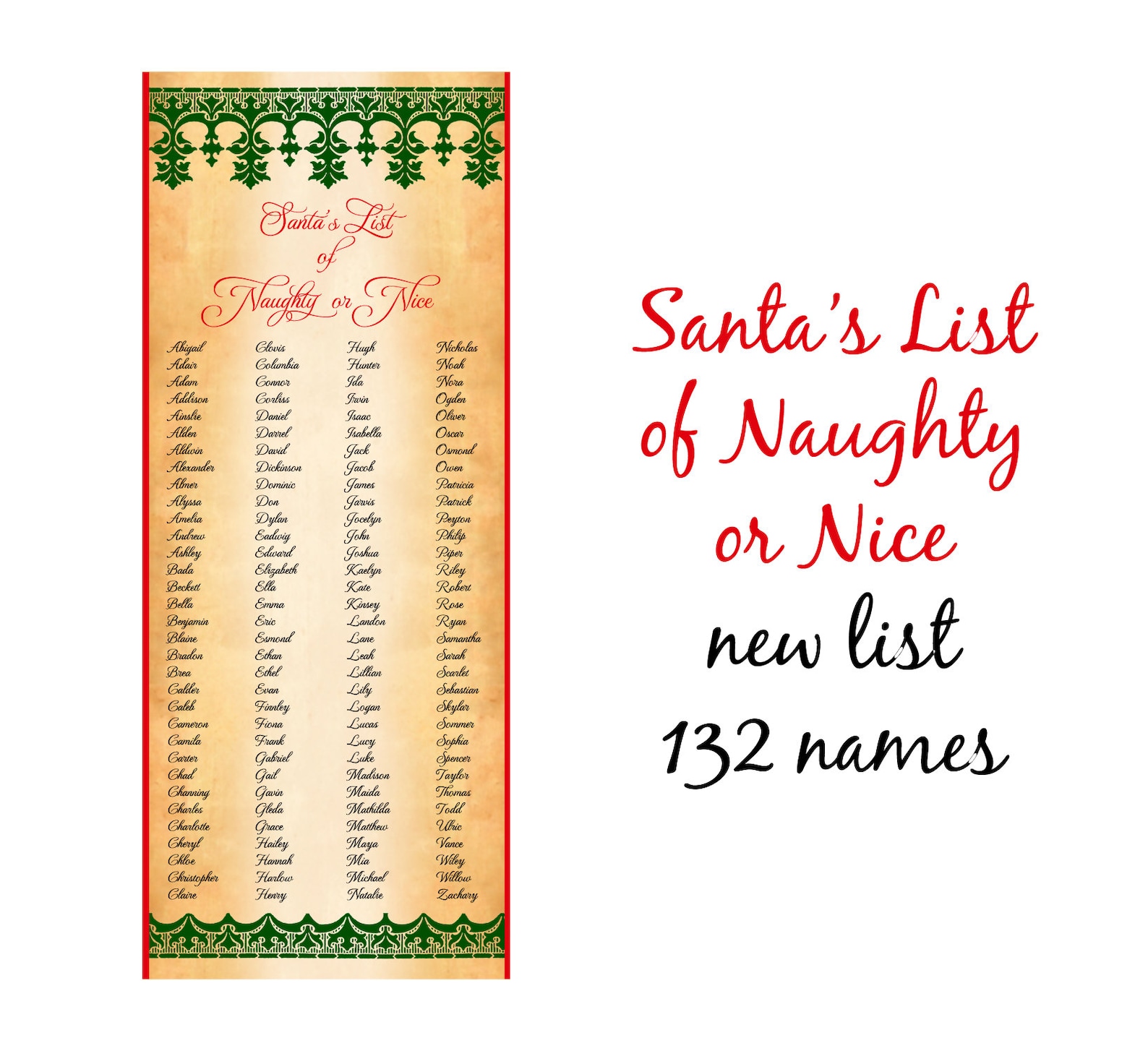 Santa's list scroll non-custom Santa scroll Naughty | Etsy Santa's list scroll non-custom Santa scroll Naughty | Etsy