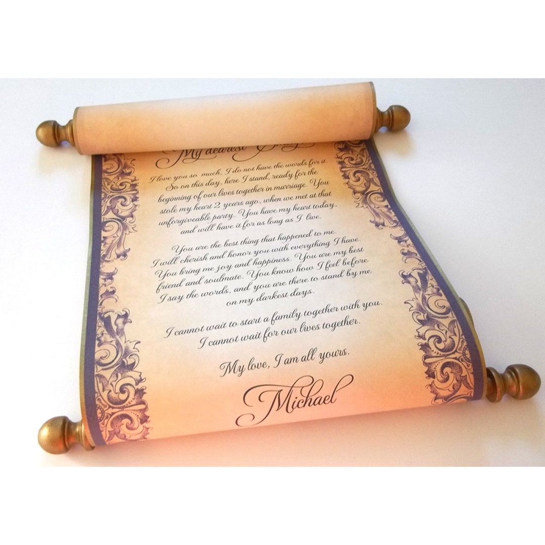 Custom Medieval Scroll: Plum & Gold Paper, Personalized Text - Etsy