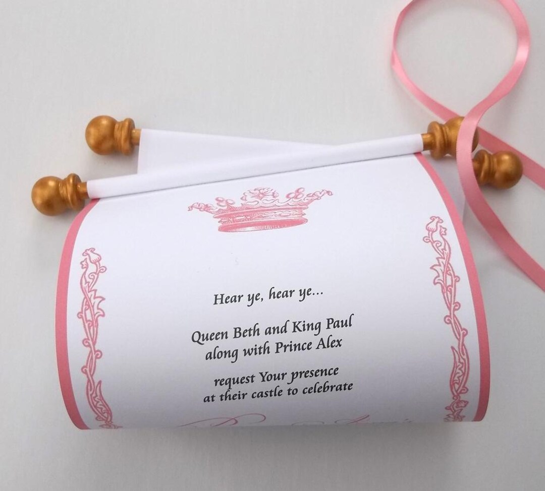 Royal Princess Scroll Invitations, Pink and Gold, Set of 10 Scrolls - Etsy