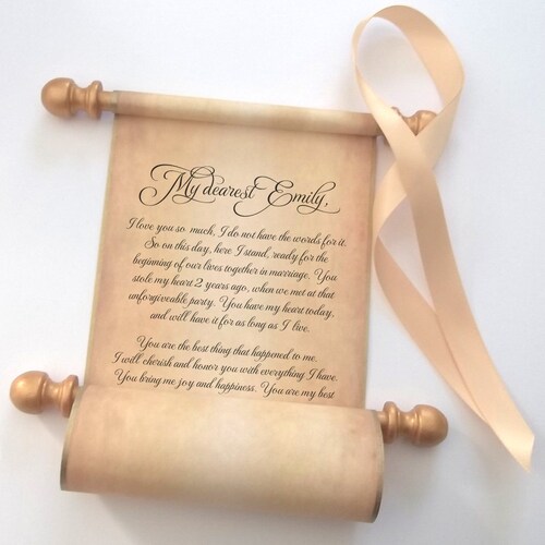 Personalized Scroll for Wedding Vows on Parchment Paper With - Etsy