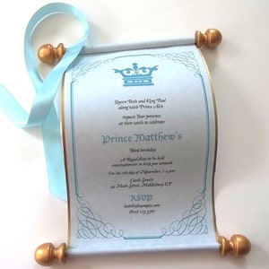 Royal Prince Invitation Scrolls, Knight Birthday Invitation, Baby ...