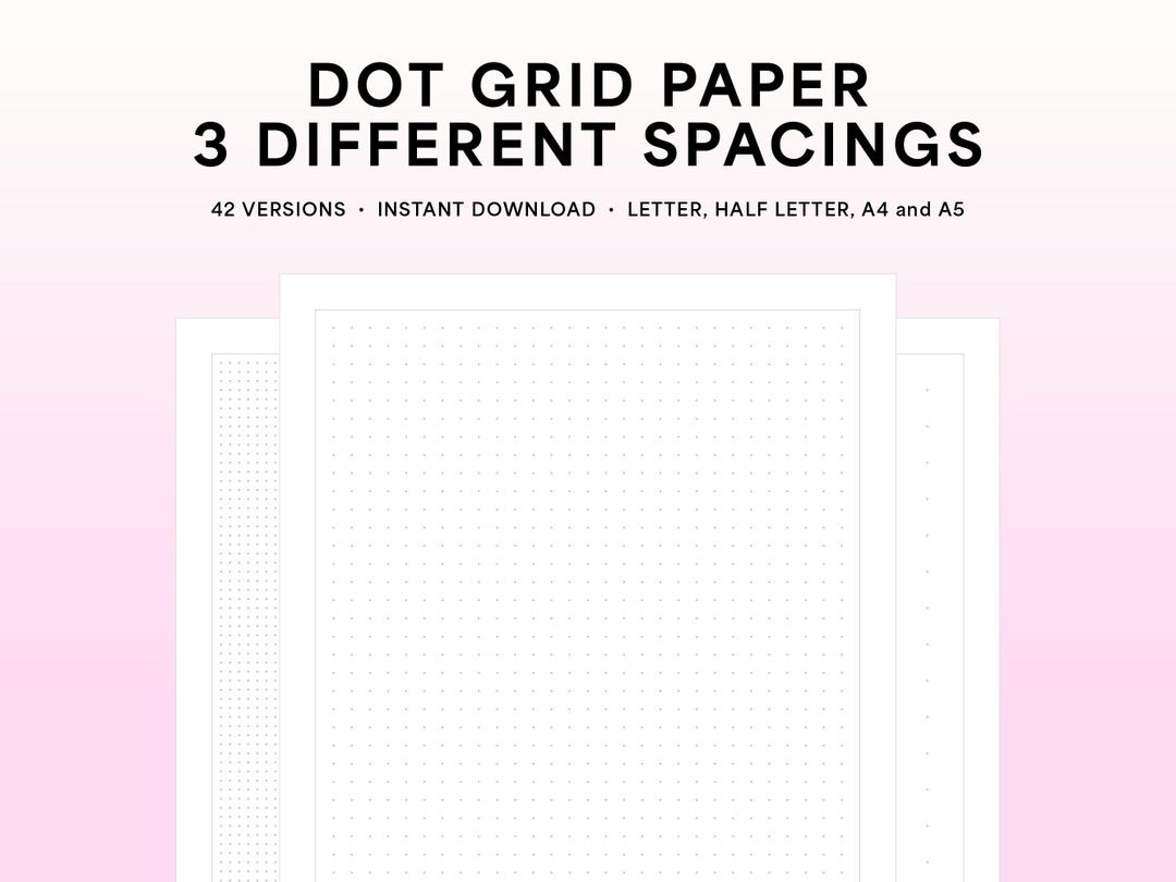 Printable Dot Grid Paper With 3 Different Spacings, Dot Grid Notebook ...