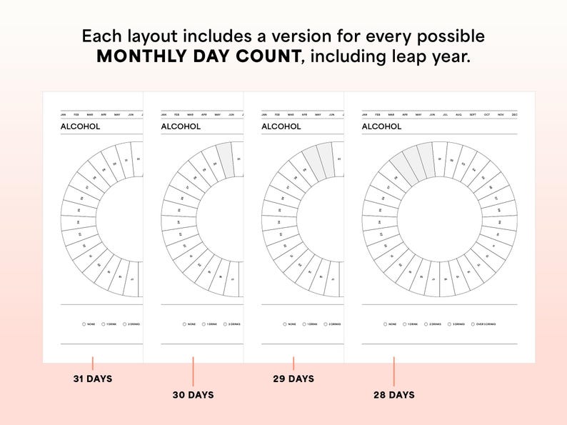 Alcohol Tracker, Monthly Habit Tracker, Printable Journal Page — Letter ...