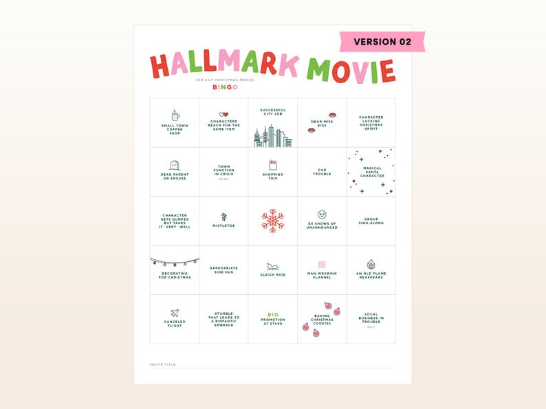 Hallmark Christmas Movie BINGO, Printable Hallmark Movie Game - Etsy