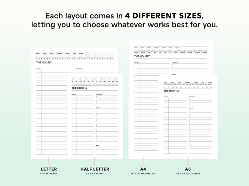 Printable Hourly Planner, Minimalist Hourly Schedule With Top ...