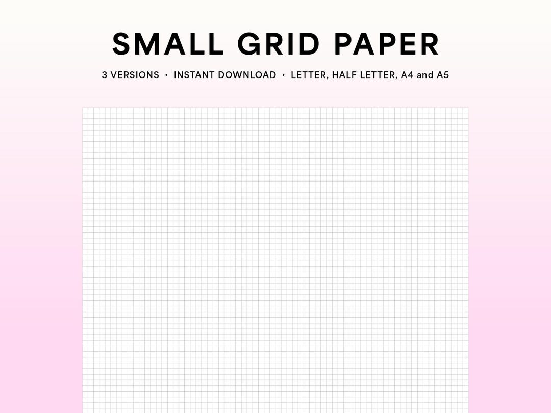 Small Grid Paper, Printable Graph Paper — Letter, Half Letter, A4 and ...