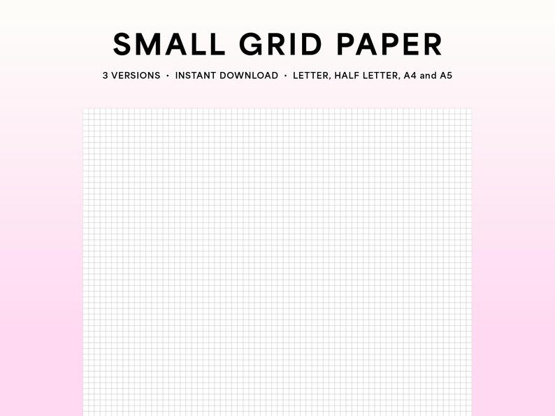 Small Grid Paper, Printable Graph Paper — Letter, Half Letter, A4 and ...