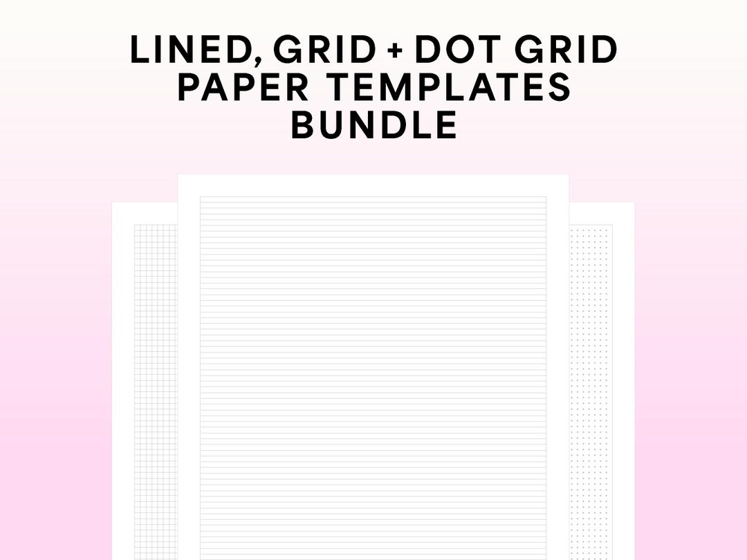 Lined, Grid and Dot Grid Paper Templates Bundle, Printable Notebook ...