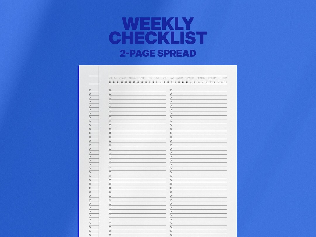 Weekly Checklist Printable — 2-page Spread + Undated To-do List ...