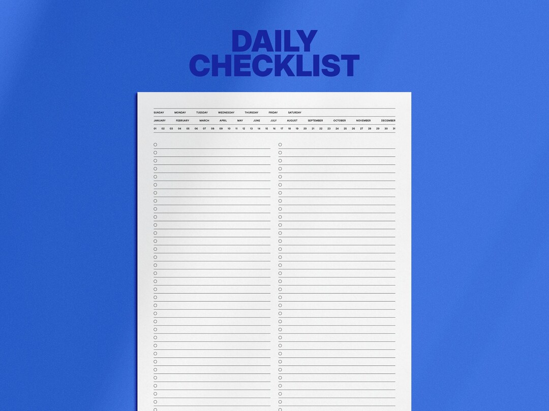 Daily Checklist Printable — Undated + Reusable To-do List Template (2 ...