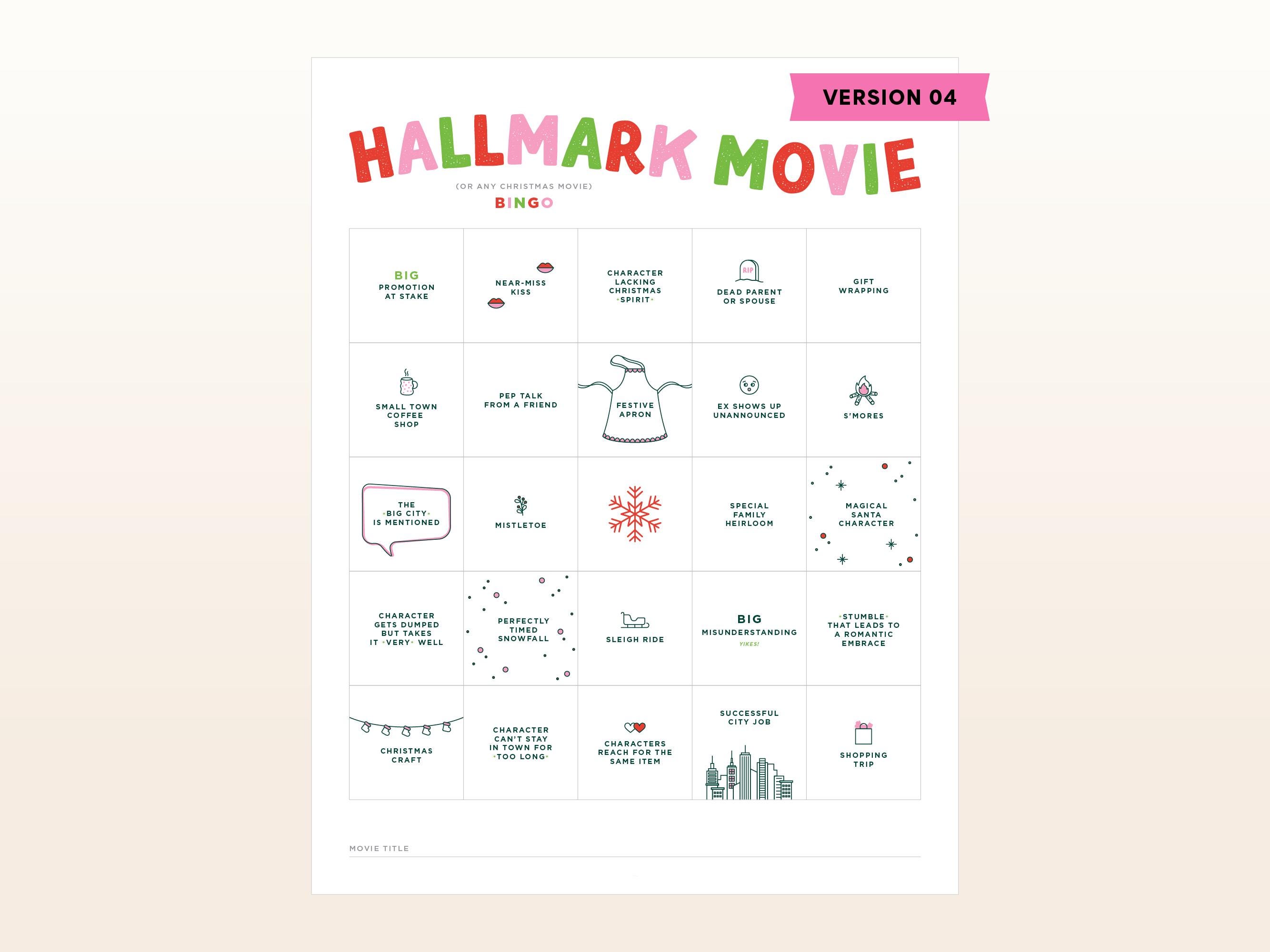 Hallmark Christmas Movie BINGO, Printable Hallmark Movie Game - Etsy