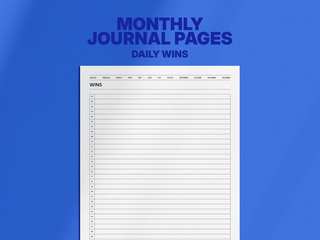 Daily Wins Tracker Printable — Undated Monthly One-line-a-day PDF - Etsy