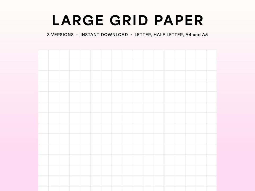 Large Grid Paper, Printable Graph Paper — Letter, Half Letter, A4 and ...