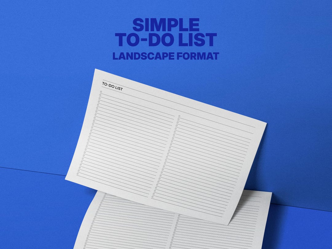 Simple To-do List Printable — Landscape Task List Template + Planner ...