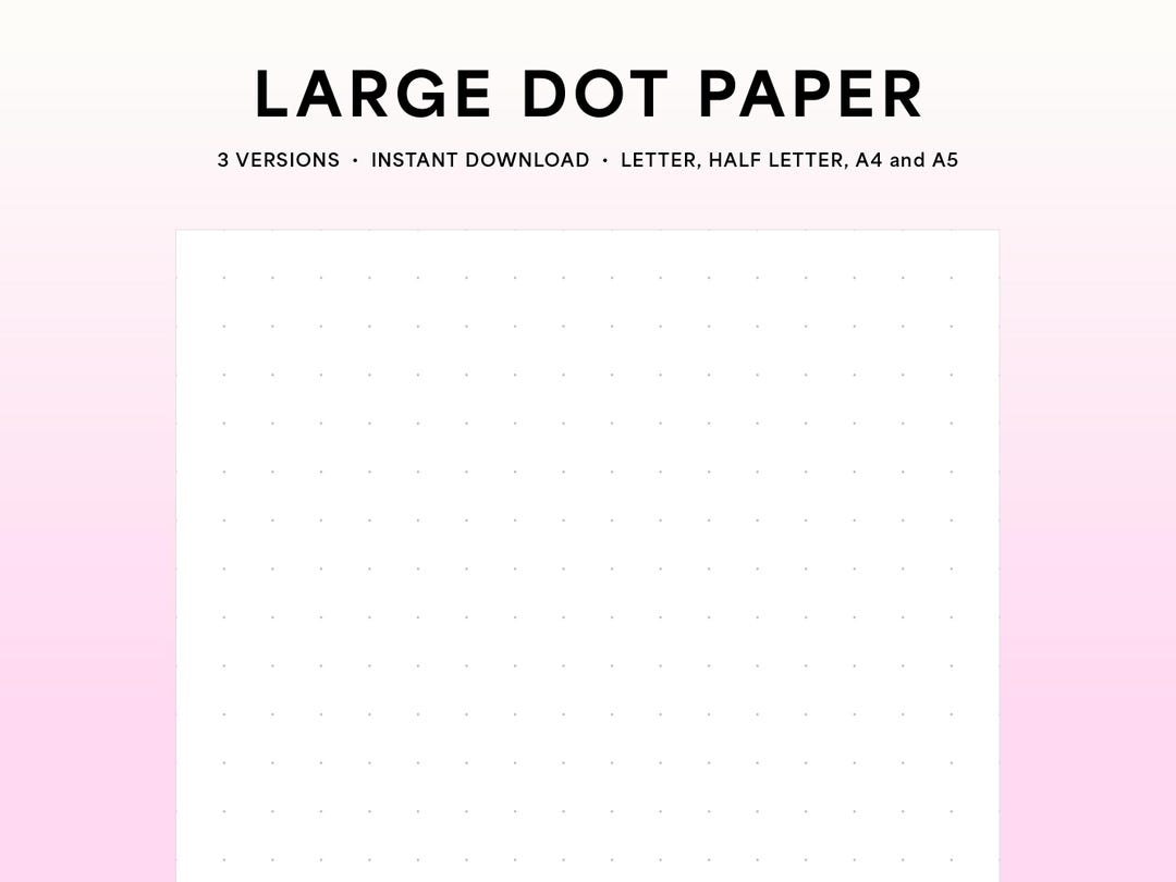 Large Dot Grid Paper, Printable Dot Graph Paper — Letter, Half Letter ...