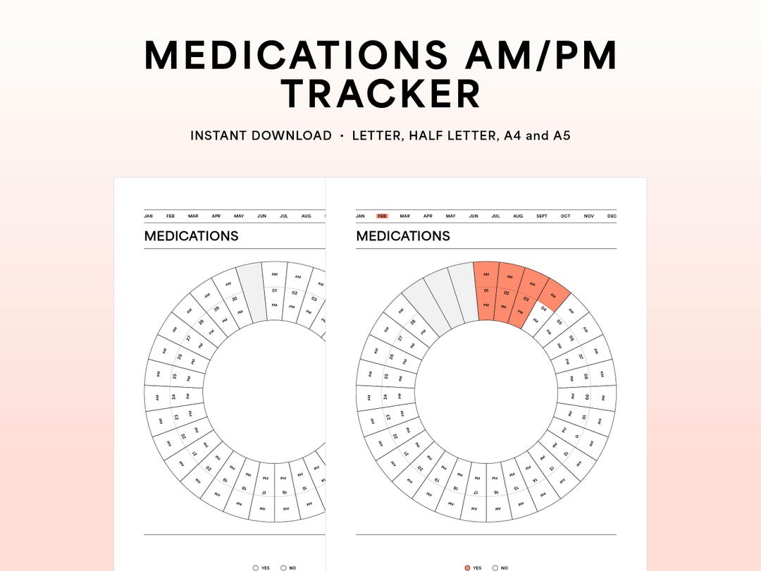 Medications Tracker AM/PM, Monthly Habit Tracker, Printable Journal ...