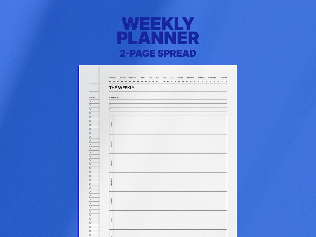 Undated Weekly Planner Printable — Two-page Weekly Planning Pages PDF ...
