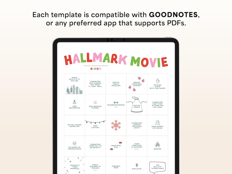 Hallmark Christmas Movie BINGO, Printable Hallmark Movie Game — Letter ...