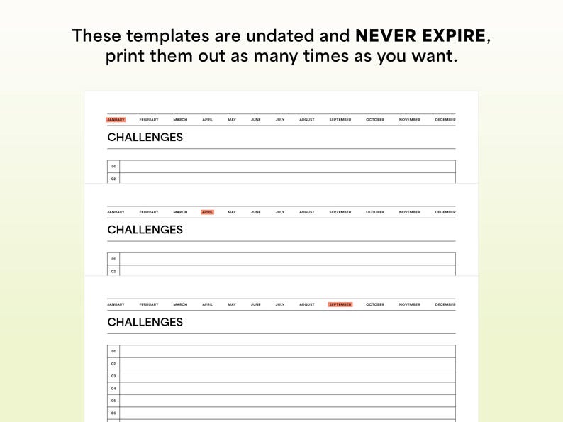 Monthly Challenge Tracker, Printable Journal Page — Letter, Half Letter ...