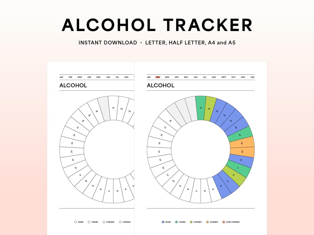 Alcohol Tracker, Monthly Habit Tracker, Printable Journal Page — Letter ...