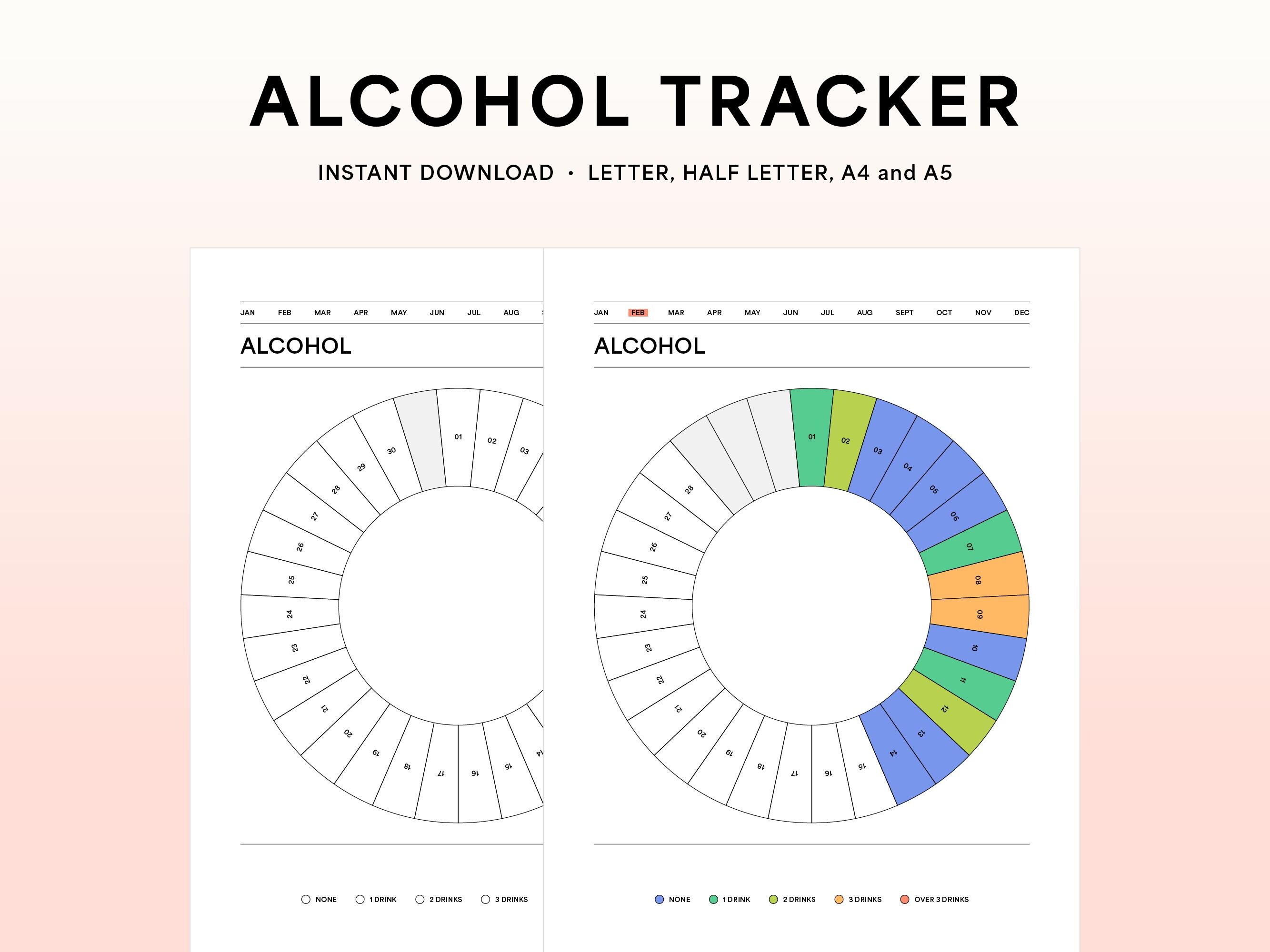 Alcohol Tracker, Monthly Habit Tracker, Printable Journal Page — Letter ...