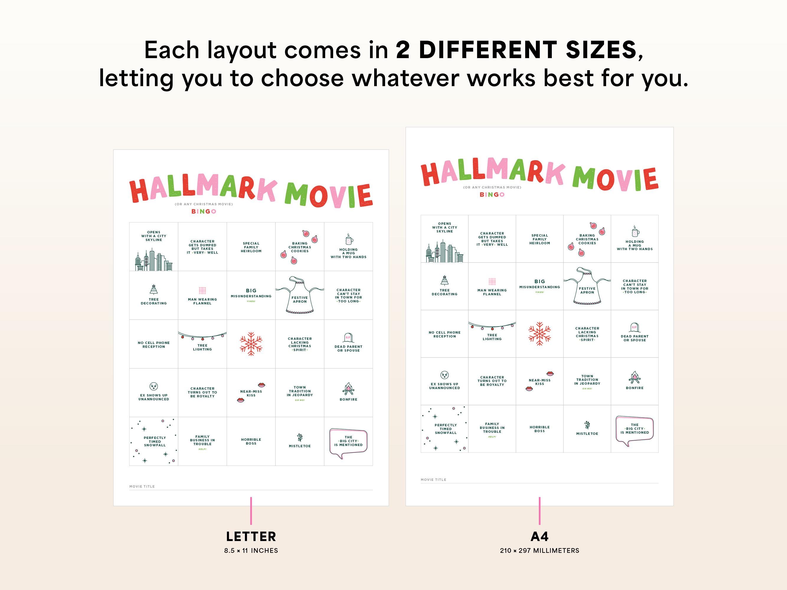 Hallmark Christmas Movie BINGO, Printable Hallmark Movie Game — Letter ...